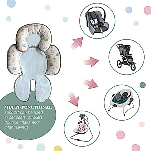 Little Me Baby's Full Body Support Pillow, Newborn Infant Head, Back, Neck, and Legs Protection for Car Seat, Stroller, Booster Seat - Safari Animals, Blue