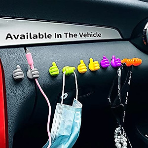 18PCS Silicone Thumb Wall Hooks, Creative Multi-Function Self-Adhesive Thumb Cable Organizer Clips, Key Hook Wall Hangers, Multi-Function Wall Storage Hooks for Bedroom Car Charging Data Cable