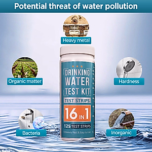 17 in 1 Water Testing Kits for Drinking Water, 125 Strips Water Hardness Test Kit, Tap and Well Water Test Kit for Lead, Iron, Fluoride, Copper, PH Test Strips and More
