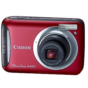 Canon PowerShot A495 10.0 MP Digital Camera with 3.3x Optical Zoom and 2.5-Inch LCD (Red)