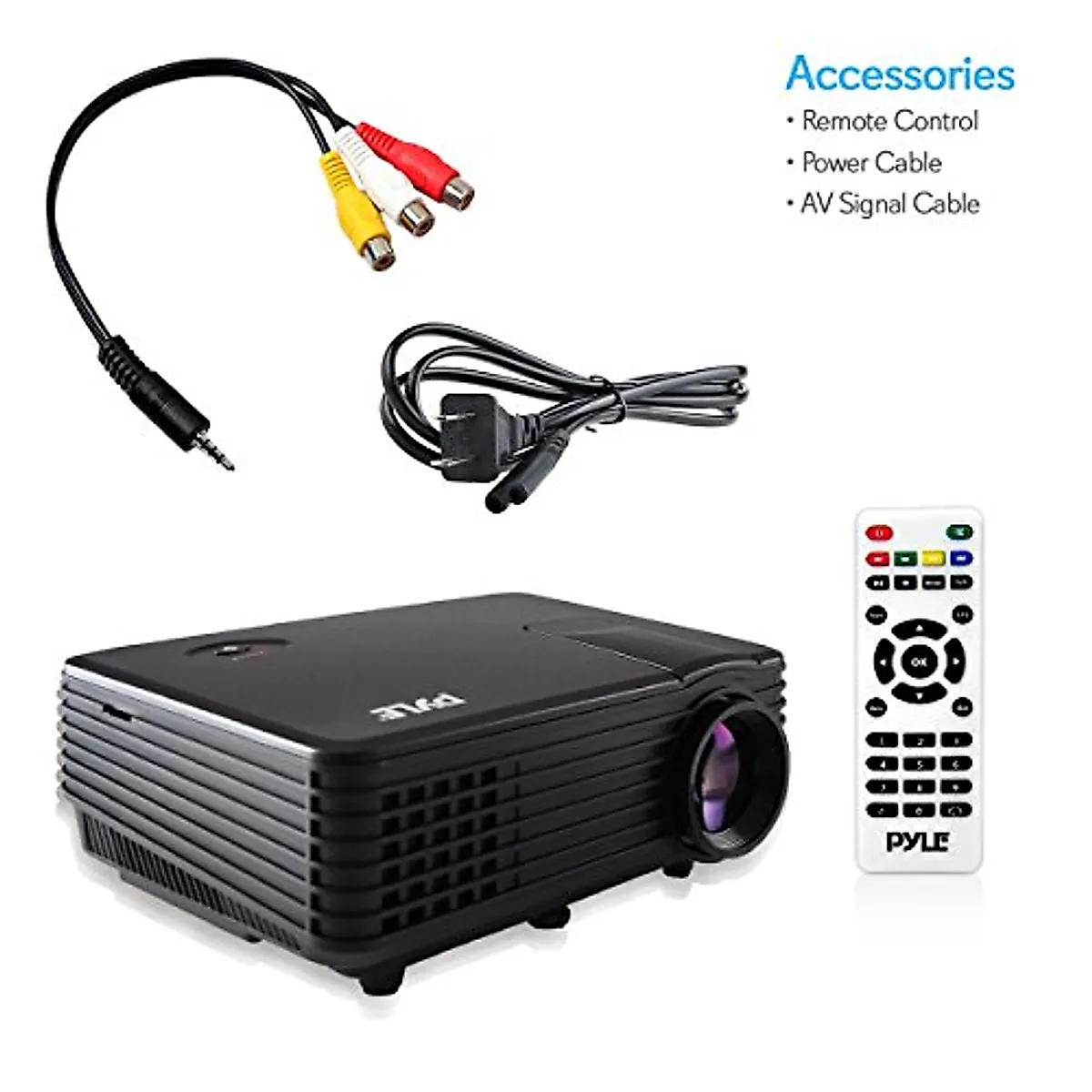 Pyle Portable Video-Projector Full HD with Remote - Home Theater-Projector Tv Digital Movie-Projector - 1080p Support 80" Led-LCD-Display USB/HDMI Mac,Computer and Laptop - Pyle PRJG88, BLACK