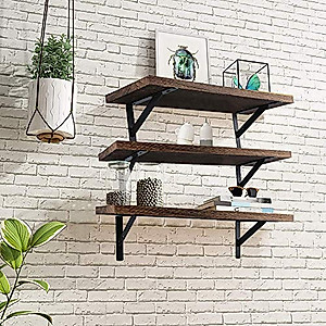 Kosiehouse Floating Shelves for Walls, Wall Mounted Rustic Shelf Hanging Wall Decorative Shelves Display Ledge Storage Rack, NOT Recommended for Plaster Wall Dry Wall, 2 Ways of Mounting, Set of 3