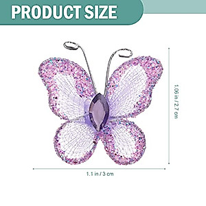 Sheer Mesh Wire Glitter Butterfly, Wedding Decorative Butterflies Decors with Gem, Craft Organza Butterflies for DIY Craft Wedding Home Decor, 50pcs