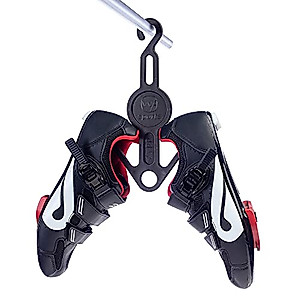 Shoe Hanging Hooks - Space-Saving Hanging Storage for Peloton Shoes, Sandals, Sneakers - Plastic Holder for Stationary Exercise Bikes - Organizer Hanger Cycling Accessories - Black