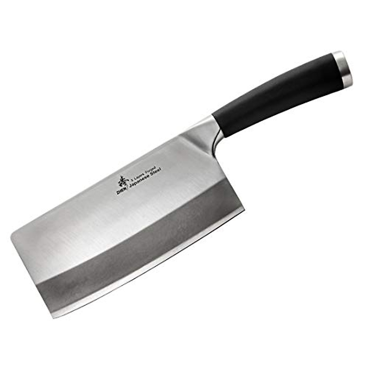 ZHEN Japanese VG-10 3-Layer Forged High Carbon Stainless Steel Medium Duty Cleaver Chef Butcher Chopping Knife (Bone Chopper), 6.5-inch, TPR Handle