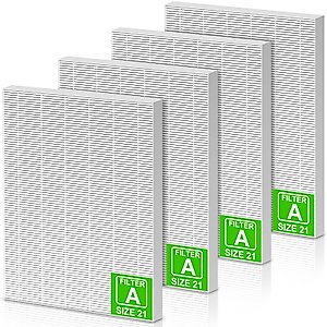 XBGG 4 Pack 115115 HEPA Replacement Filter A Size 21 Compatible with Winix PlasmaWave Air Purifier C535 AM90 5300 6300 5300-2 6300-2 C909 9800, 115115 Filter A for C535 Air Filter