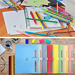 EOOUT 8pcs Expanding File Folder, 5 Pockets Accordion Folder File Organizer A4 Letter Size with 64 Labels, for School and Office