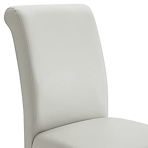 Watson & Whitely Upholstered Kitchen & Dining Room Chairs with High Back, Faux Leather Dining Chairs with Solid Wood Legs, Set of 2, Light Grey