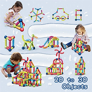 Wotalk Magnetic Balls and Rods Set, 66PCS Magnet Blocks Sticks, Educational Construction Buildingfor Toddlers, STEM Magnet Toys Gifts for Kids Age 3+