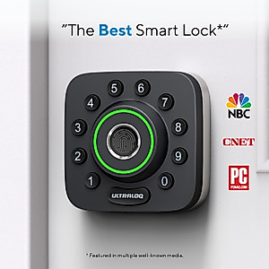 ULTRALOQ U-Bolt Pro Smart Lock + Bridge WiFi Adaptor, 6-in-1 Keyless Entry Door Lock with WiFi, Bluetooth, Biometric Fingerprint and Keypad, Smart Door Lock Front Door, Deadbolt Lock Edition