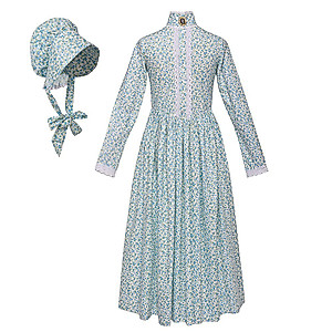 GRACEART Pioneer Girl Dress Colonial Prairie Costume Peasant Amish Dresses 100% Cotton