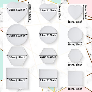 24 Pieces Canvas for Painting Bulk Blank Canvas, Square Round Hexagon Heart Canvas Board Art Painting Supplies for Kids College Students Back to School Artist Hobby Painters Beginners Gift
