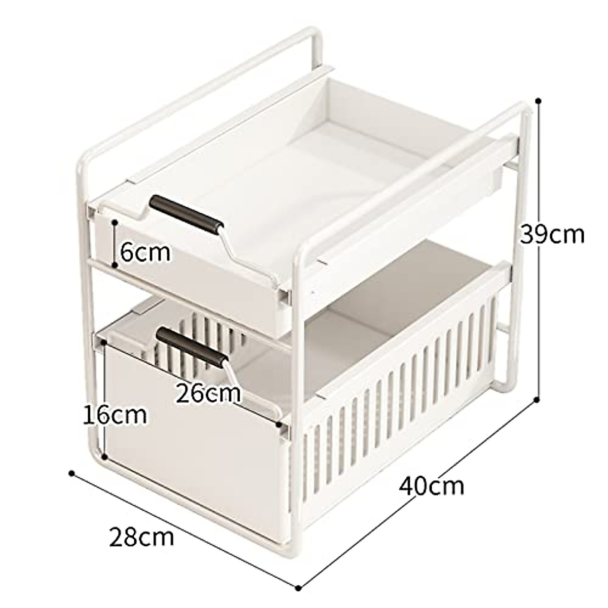 WEKIVA Under Sink Organizers,Kitchen Cabinet Organization,2 Tier Sliding Basket Organizer Pantry Storage Shelf Pull Out Under Sink Cabinets Organizer for Kitchen