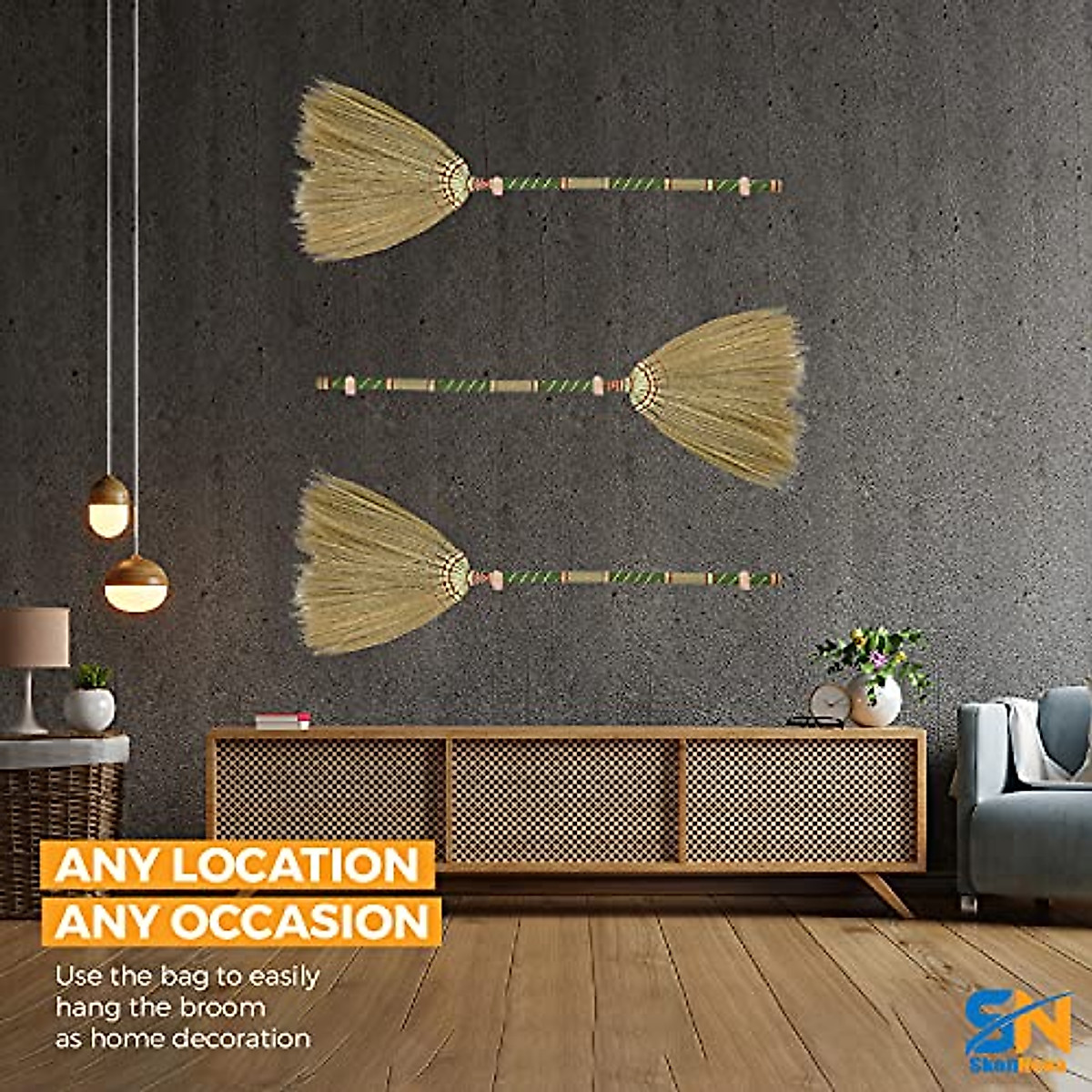 SN SKENNOVA - Asian Broom Whisk Broom Handmade Size Overall Length 40 inch