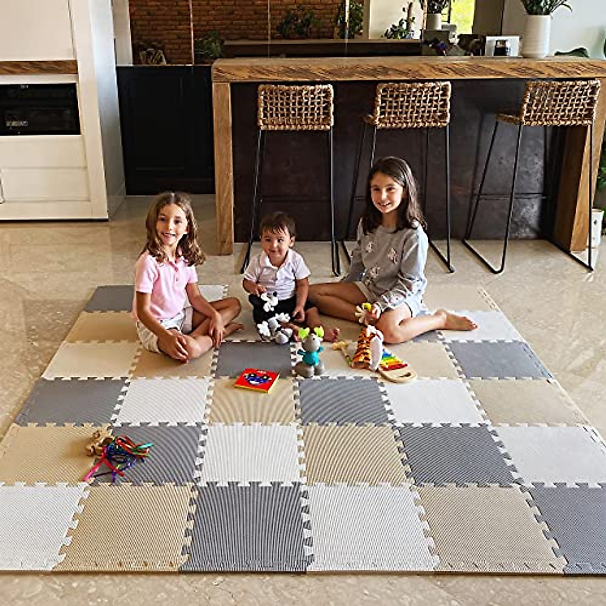 MioTetto Soft Non-Toxic Foam Baby Play Mat | Toddler Playmat | Colorful Jigsaw Puzzle Play Mat | 36 Squares Foam Floor Mats for Kids & Babies | EVA Foam Interlocking Tiles for Gym, Nursery, Playroom