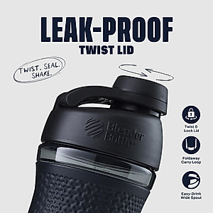 BlenderBottle SportMixer Shaker Bottle Perfect for Protein Shakes and Pre Workout, 20-Ounce, Plum