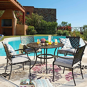 PatioFestival 8 Piece Patio Dining Chairs Metal Outdoor Chairs Wrought Iron Patio Furniture,Dinning Chairs Set with Arms and Seat Cushions (Grey)