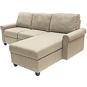 Serta Copenhagen Reclining Sofa Small Couch with Built-in Storage, Low-Maintenance & Family-Friendly Fabric, Right Sectional, Dusk Beige