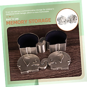 Kisangel 1 pair box Kids and Curl Shower Elephant Container Silver Keepsake Save Souvenir St Toddler Storage Saver for Fairy Organizer First Metal Teeth Holder Tooth
