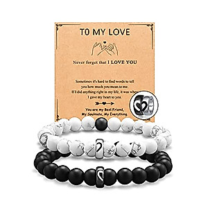 UNGENT THEM Couples Bracelets Matching Stuff Long Distance Relationship Promise His Hers Christmas I Love You Sweetest Valentines Day Gifts for Him Her Boyfriend Girlfriend Women Men BF