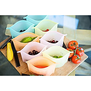 Reusable Silicone Food-Storage Cooking Bags - Airtight Zip Seal Colored Containers Keep Food Hot or Cold - Baby Food Prep or Sous Vide - (2L 4M bags)…