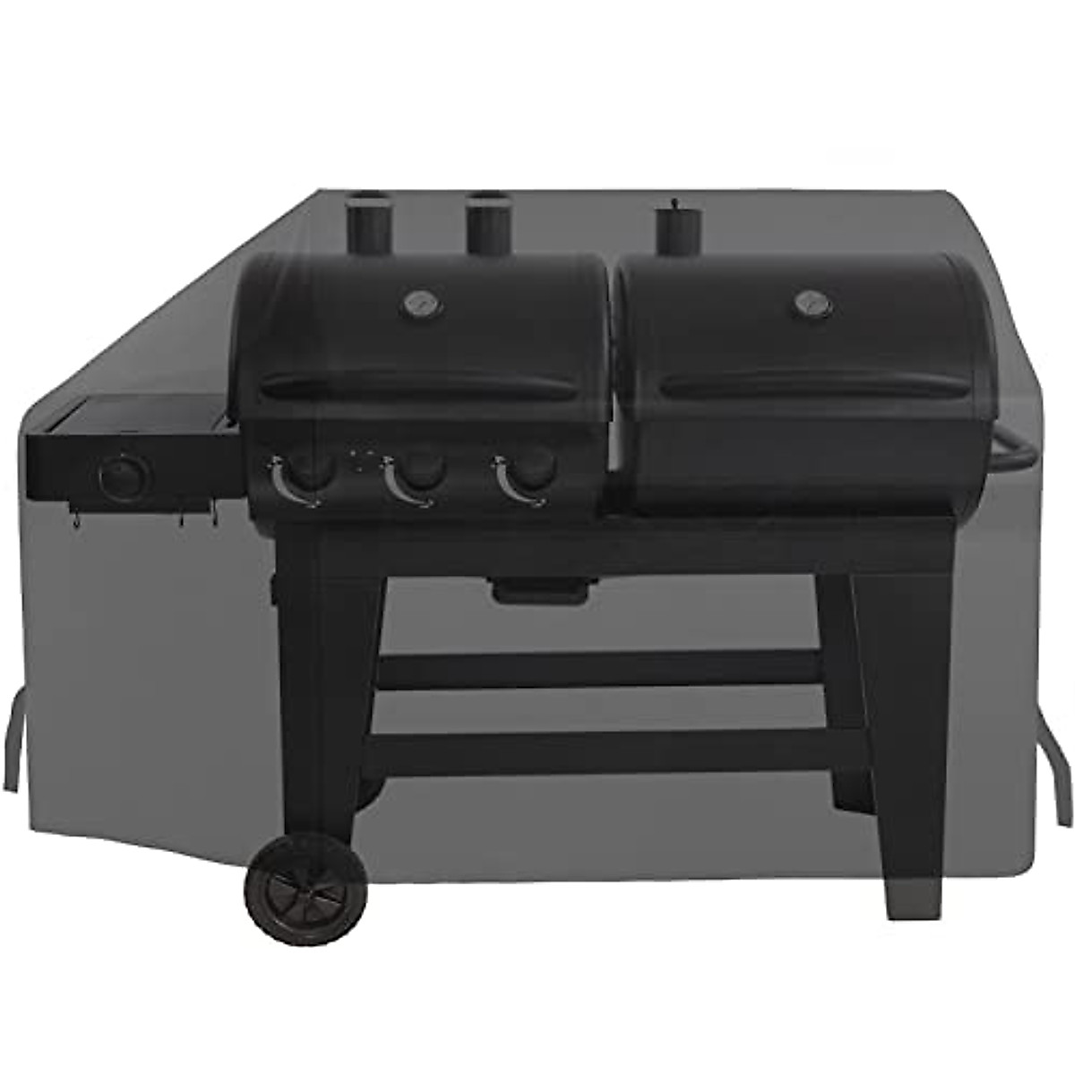 iCOVER 65 Inch 600D Heavy-Duty Water Proof Black Canvas BBQ Barbecue Grill Cover for Gas and Charcoal Combination Style Grill for Brinkmann Char-Broil Nexgrill Char-Griller