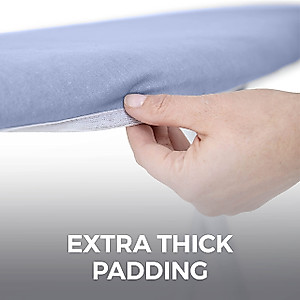 HOME GENIE Ironing Board Cover, Silicone Coating, Full Size Scorch Resistant Padding, Elastic Edge Heavy Duty Iron Pad Covers Standard Boards, Hook and Loop Fastener Strap Extra Thick, Blue 15" x 54"