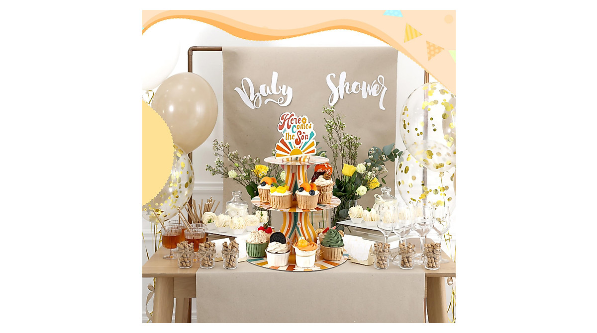 Here Comes the Son Baby Shower Cupcake Stand - 3 Tier Boho Decor