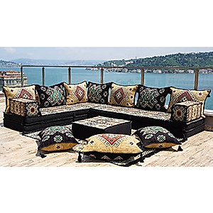 Floor Sofa Seating Set, L Shape Corner Arabic Sofa Set, Oriental Floor Seating, Floor Cushions, Living Room Sofa, Arabic Majlis, Moroccan Jalsa, Sleeper Sofa (L Sofa Full Set)