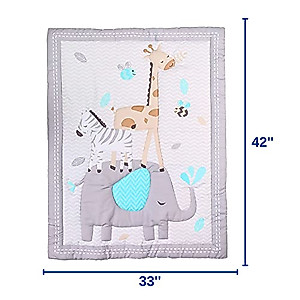 Baby Bees Animal Kingdom 4 Pieces Crib Bedding Sets for Boys and Girls | Baby Bedding Crib Set of Crib Sheet, Quilt, Dust Ruffle for Standard Size Crib