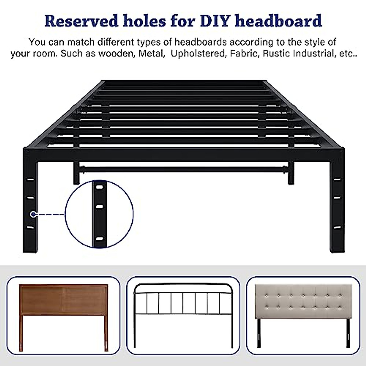 LUSIMO Twin Bed Frame 14 Inch Metal Bed Frame with Storage Twin Size Platform Bed Frame No Box Spring Needed Heavy Duty Steel Slat and Anti-Slip Support Easy Quick Lock Assembly Black