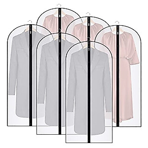HOUSE DAY Clear Garment Bags, Dress bags for Storage 60 inch, Hanging Suit Bags for Closet Storage and Travel, Dust Suit Cover Bags, Washable Clothes Protectors Hanging Clothes Bag (Set of 6,Black)