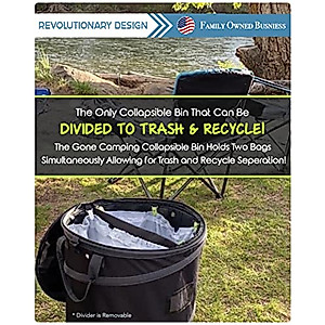 Trailersphere Collapsible Bin Trash & Recycle / Utility, Gone Camping Collection, Perfect for Camping, Laundry, Storage and Garden, Waterproof and Tear Resistance, Trash and/or Recycle