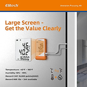 Elitech Digital Temperature Humidity Data Logger Medical Refrigerator Thermometer Vaccine Fridge Temperature Monitor Max Min Value GSP-6G