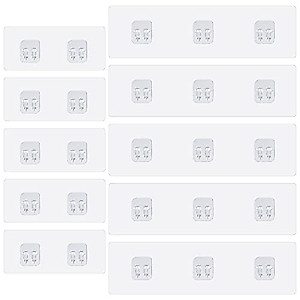 NEWJINXIN 10 Packs Shower Caddy Adhesive Hooks Replacement Transparent Sticker Hook, Strong Sticker Hooks for Kitchen,Bathroom Shower Caddy，No Drilling Bath Toilet Kitchen Organizer Accessories