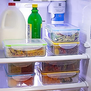 Kitchen & Cabana Set of 3 - Bento Lunch Boxes (3 Removable Compartments) - Snap Shut & Lock Closed, Leak Proof Food Containers, Multi-Colored. Perfect for Work, Travel and Anytime You're on the Go.