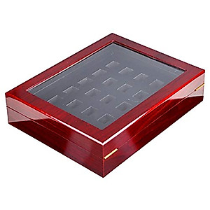 GZYF Championship Ring Display Case Sports Ring Storage Box Wooden Black Velvet , 30 Slot