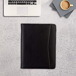 Samsill Zippered Portfolio Organizer, Vegan Leather Business Portfolio Notebook, Work Organizer. Notepad, Tablet iPad (Upto 10.1") Phone & Business Cards Holder, Professional Padfolio for Women & Men