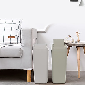 Saedy Small Swing Lid Trash Can, 14 L Slim Garbage Bin