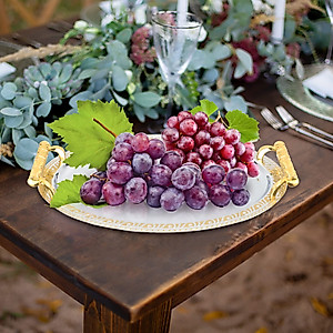 SHERCHPRY Stainless Steel Tea Tray, Tea Serving Platter,Serving Platter with Handles, European Serving Tray for Food Fruit Coffee Tea