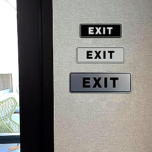 All Quality Standard Exit Wall or Door Sign | Durable Plastic and Easy Installation | Double-Sided Foam Adhesive Tape - Silver - Medium (1 Pack)