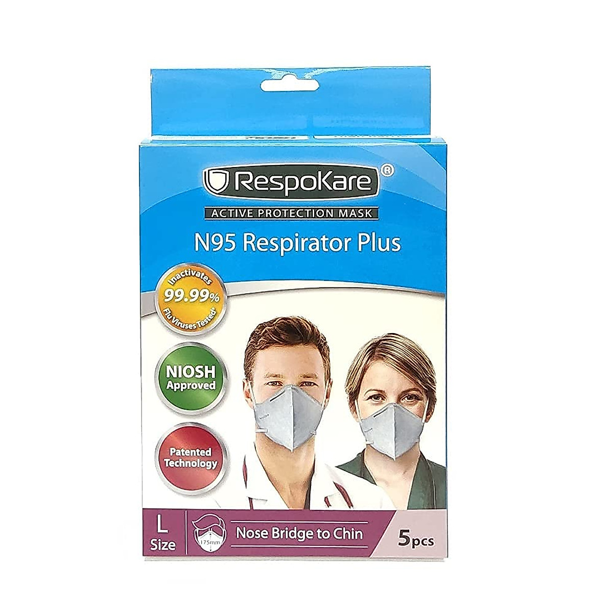 RespoKare NIOSH N95 Respirator Plus - Large - 5 pcs/pack
