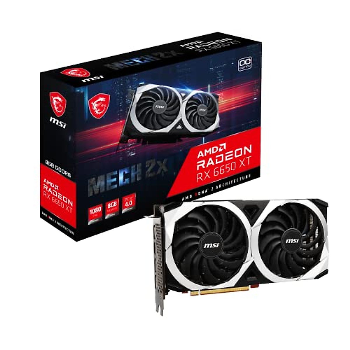 MSI Gaming Radeon RX 6650 XT 128-bit 8GB GDDR6 DP/HDMI Dual Torx 3.0 Fans FreeSync DirectX 12 VR Ready OC Graphics Card (RX 6650 XT MECH 2X 8G OC)
