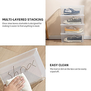 Naivees Shoe Storage Box Clear Plastic Stackable Storage box with Lid Durable Closet Containers for Shoes, Crafts and Art Supplies (12 Pack-6Qt)