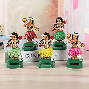 Ztexkee Solar Powered Shaking Head Hula Girl Car Dashboard Decoration Plastic Bobbleheads Solar Dancing Toy Cute Bobble Head Figures for Home Office Desktop Ornaments Car Decor