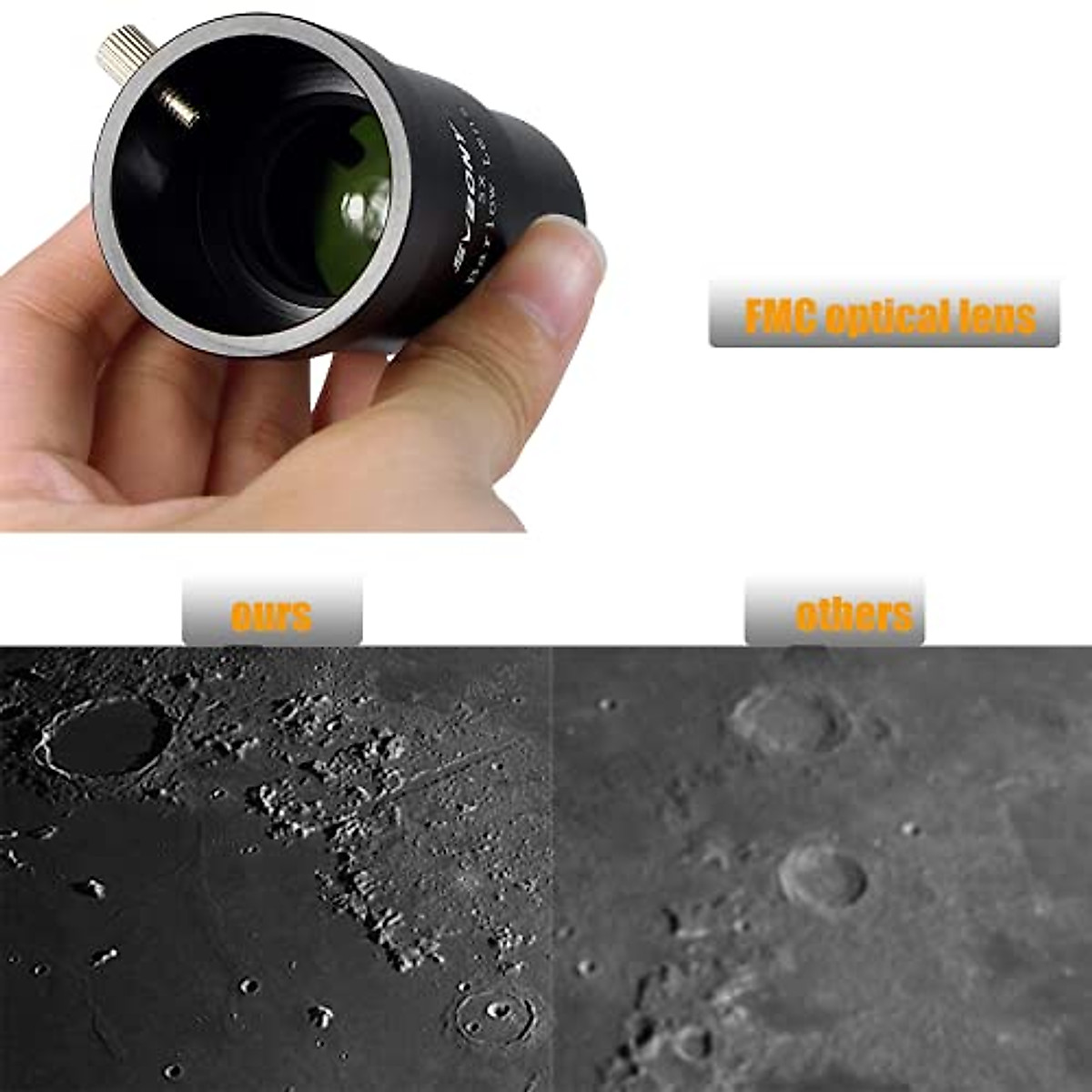 SVBONY Telescope Barlow Lenses, 1.25 Inch Telescope Accessory, Fully Metal Multi Coated Broadband Green Film Barlow Lens 5X for Telescope Astronomy Eyepiece