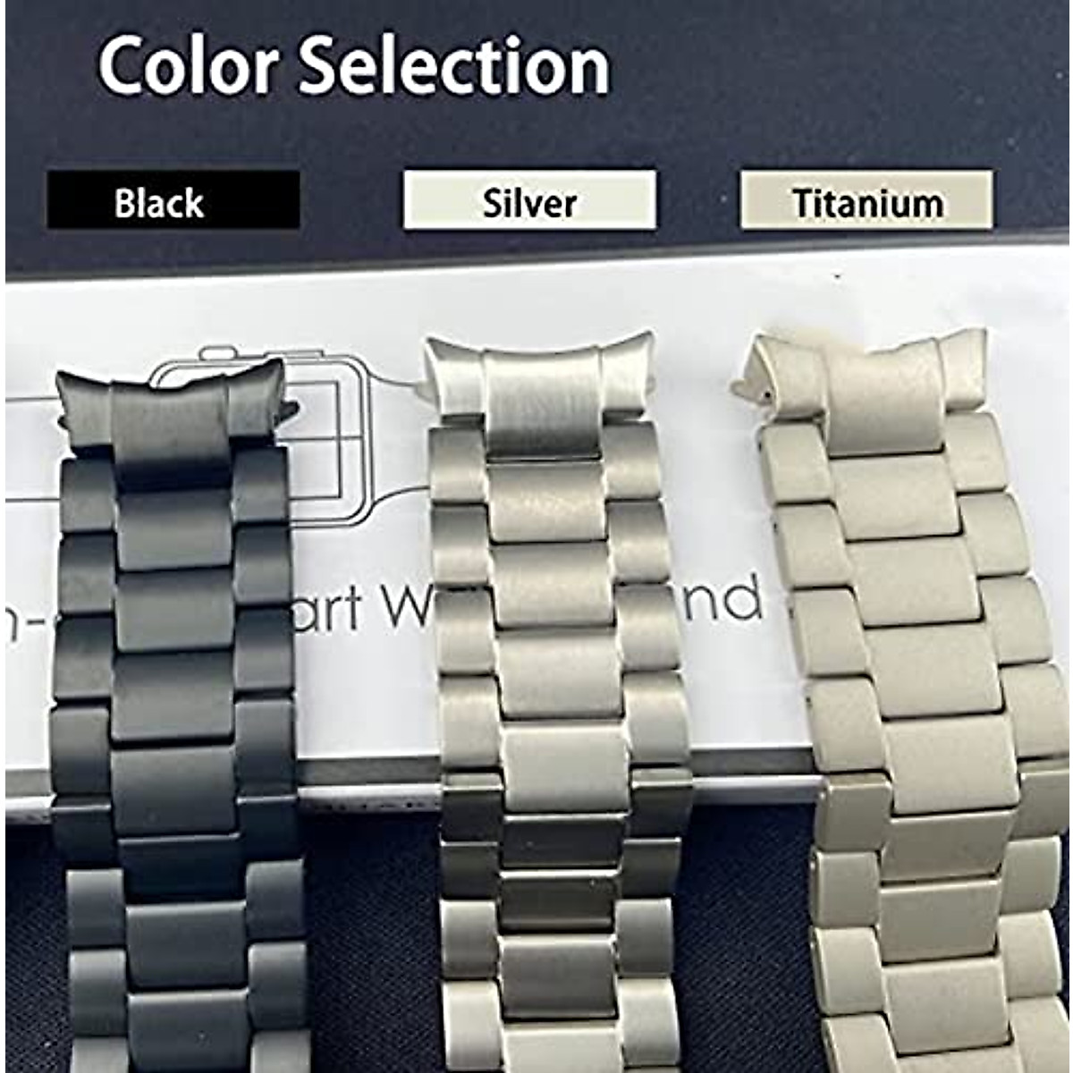 Alimingyan Titanium Watch Band for Samsung Galaxy Watch 5 no Gap Metal Strap Band, Galaxy Watch 5 4 40mm 44mm 45mm Titanium Band (Silver)