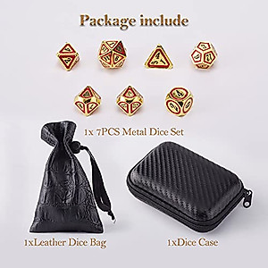 Kopana DND Metal Dice Set, 7-Piece Polyhedral Dragon Metal Dice Suitable for Role Playing Game(with Storage Bag&Gift Case)