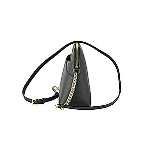 Michael Kors Jet Set Travel Medium Leather Cross Dome Bag Crossbody Black Gold