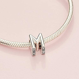 PANDORA Jewelry Letter M Alphabet Charm - Beautiful Charm Letter Charm Bracelets - Perfect Anniversary, Holiday, or Birthday Gift - Sterling Silver, No Box